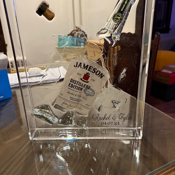 Custom Shattered Champagne Bottle • Clear Broken Glass Epoxy Art ...