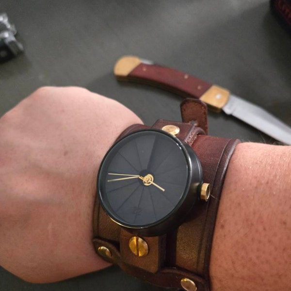 Wide Watch Strap Made to Order. Full Grain Veg Tan Leather, Rugged EDC ...