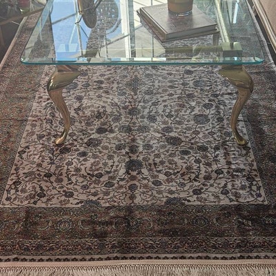 5x7 Ice Blue Silk Rug, %100 Bamboo Silk Rug, 5x7 Silk Carpet, Top ...