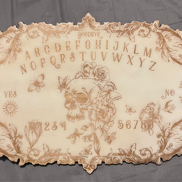 Floral Skull Spirit Board With Planchette Heirloom White | Divination ...