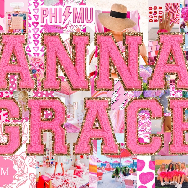 Custom White Preppy Monogram Desktop Wallpaper Collage - Etsy