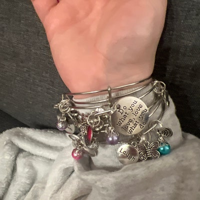 Silver Bangles With Charms, Silver Charms, Stackable Bangles,silver ...