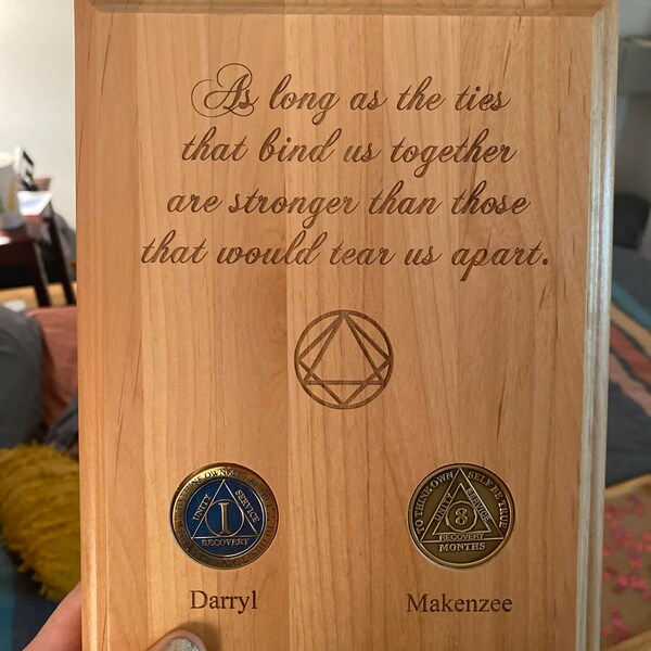 Double Medallion Holder, Recovery Coin Display for Couples, Alcoholics ...