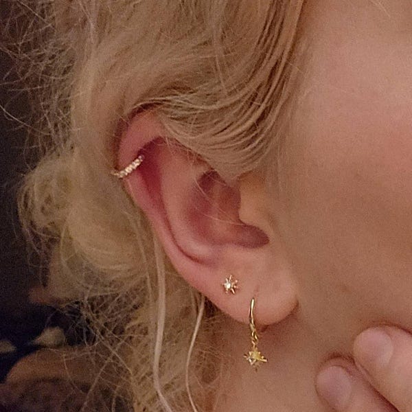 Tiny Flower Helix Hoop Earring • Flower Rook Hoop • Helix Earring ...