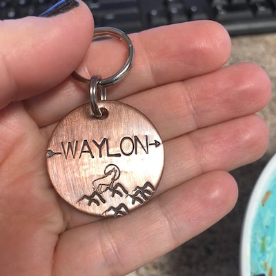 Dog Tag With Wolf, Custom Hand Stamped Dog ID Tag, Personalized Dog Tag ...