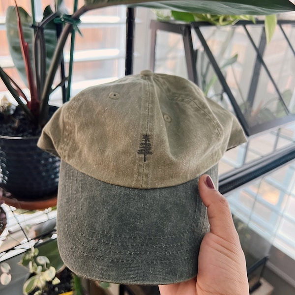 Pine Tree Embroidered Hat - Etsy
