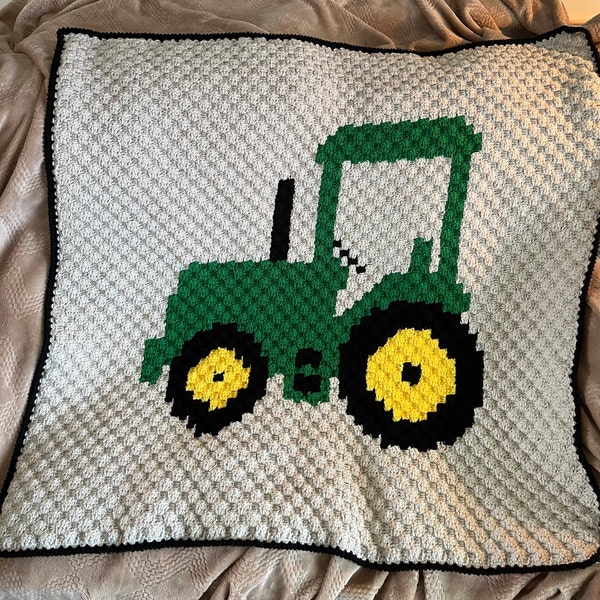 CROCHET BABY BLANKET Pattern: Tractor Baby Blanket, C2C Tractor Pattern ...