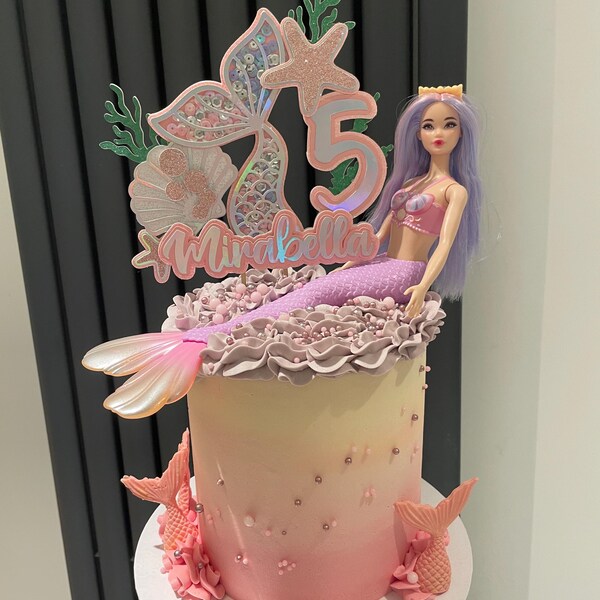 Mermaid Cake Topper, Mermaid Shaker Cake Topper, Mermaid 3d Cake Topper ...