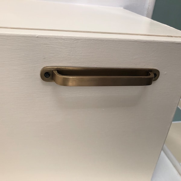 Flat Bar D Shaped Brass Drawer Handles. Backplate Drawer Pulls to Cover ...