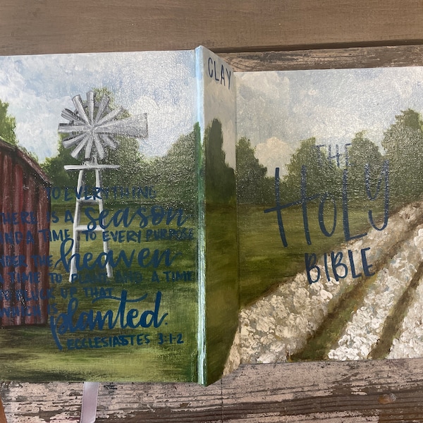 Farm Life Custom Painted Bible, Personalized Bible, Hand Painted Holy ...