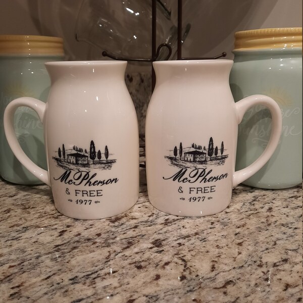 Country Farmhouse Mugs // Custom Rustic Milk Bottle // Vintage Kitchen ...