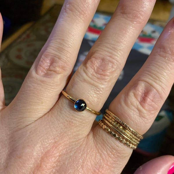 Tiny Shell Stacking Ring, Gold Filled Seashell Stacking Ring, Thin Gold Shell Ring, Stacking ...