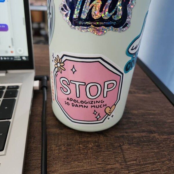 Stop Apologizing Sticker Cute People Pleaser Glossy Waterproof ...