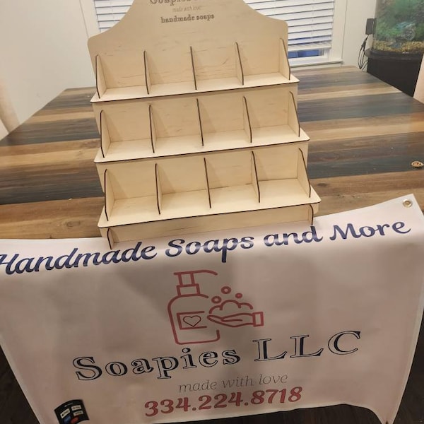 Soap Display Stand: Custom 3-tier Wooden Vendor Shelf, Tabletop Soap ...
