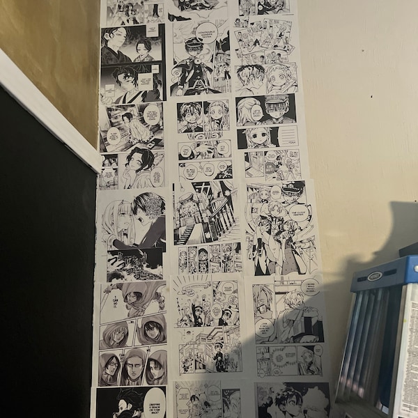 1250 Anime Manga Panels Wall Collage Kit | Anime Black & White Collage ...