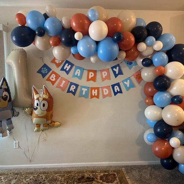 Bluey Bingo Dog DIY Balloon Garland Kit | Blue Orange Beige Balloon ...