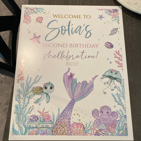 Pastel Floral Mermaid Birthday Welcome Sign, Under the Sea Birthday ...