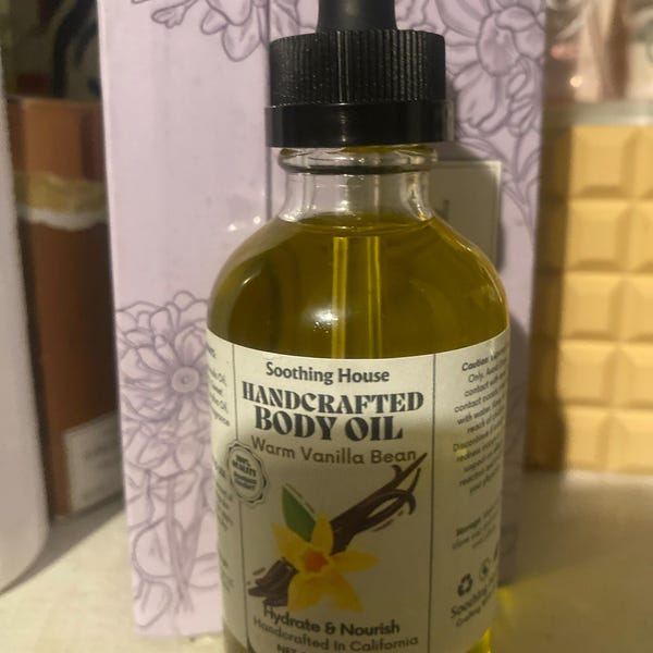 Handcrafted Warm Vanilla Bean Multi-use Body Oil for Smooth and Silky ...