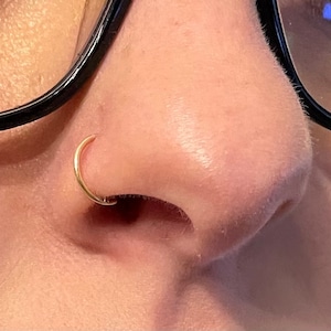 14K Solid Gold Nose Jewerly, Open Nose Hoop, Half Hoop, Nose Ring ...