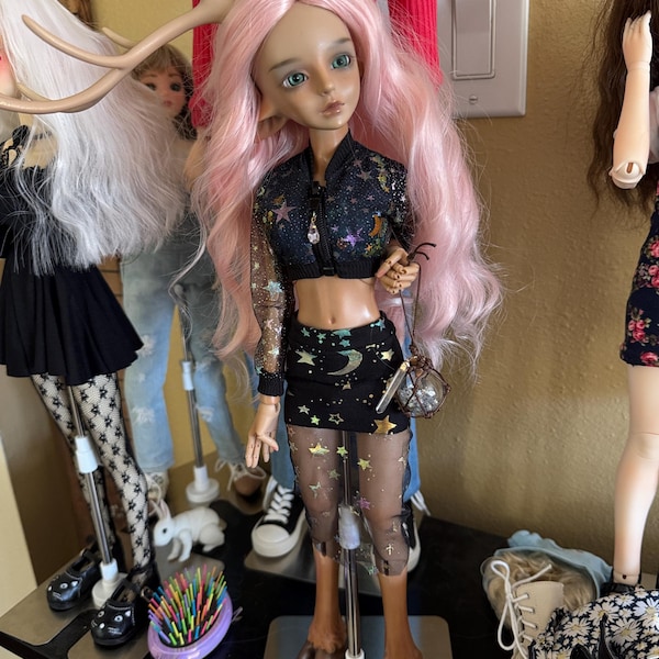 SLIM MSD BJD Minifee 1/4 Dark Olive Waffle Knit Crop Sweater - Etsy