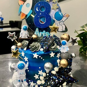Topper de pastel espacial, fiesta de cumpleaños espacial, decoración de ...