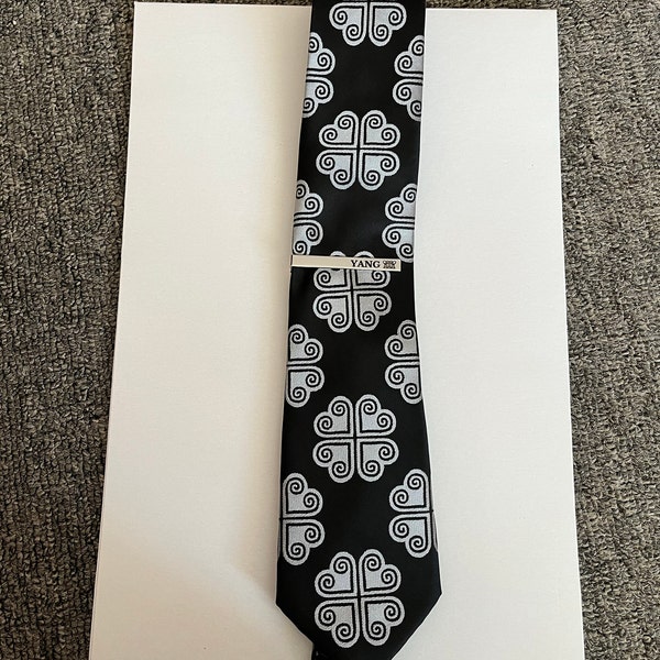 Hmongties.com - Hmong Tie - #john - Black and Silver - Lucky Charm ...