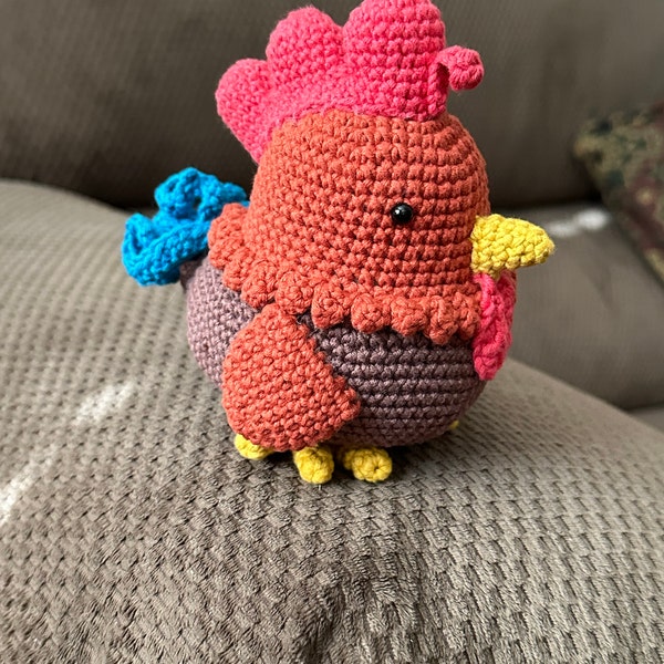 Crochet Chicken Pattern, Amigurumi Chicken Pattern, Andre the Rooster Pattern by Erinmaycrochet ...