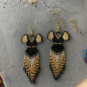 Brick Stitch Pattern. Beaded Earrings With Fringe. Floral - Etsy