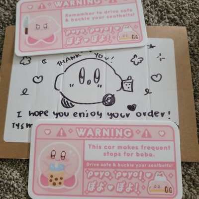 Cute Car Warning Sticker Car Decal, Pink Kawaii, Airbag Label ...