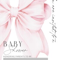 Pink Bow Baby Shower Card Diaper Raffle Books for Baby Thank You Card ...