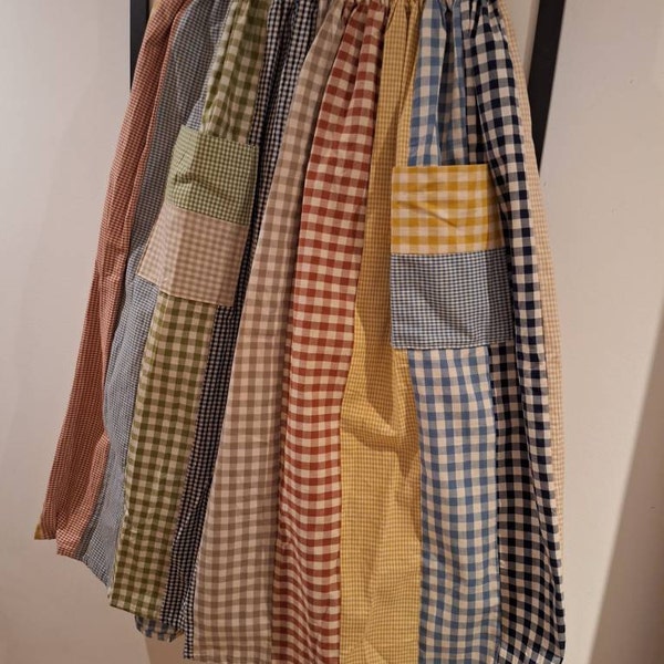 Cotton Gingham Patchwork Skirt - Etsy