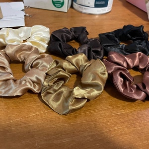 6-pieces Silk-satin Hair Scrunchy Value Set Neutral Color Scrunchies ...
