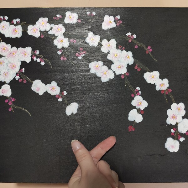 Wooden Box With Cherry Blossom, Hand-painted Flower Custom Chest ...