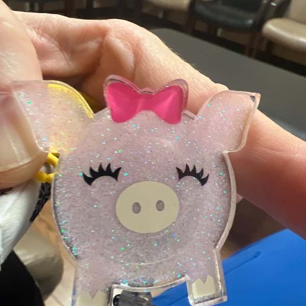 Pig Badge Reel | Pig Lover Gift | | Funny Badge Reel | Piggy Badge Reel ...