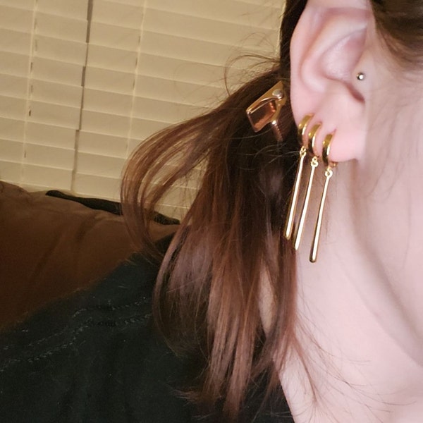 Disc Tassel Earrings, Fringe Drop Huggie Hoops, Coin Cluster, Cartilage ...