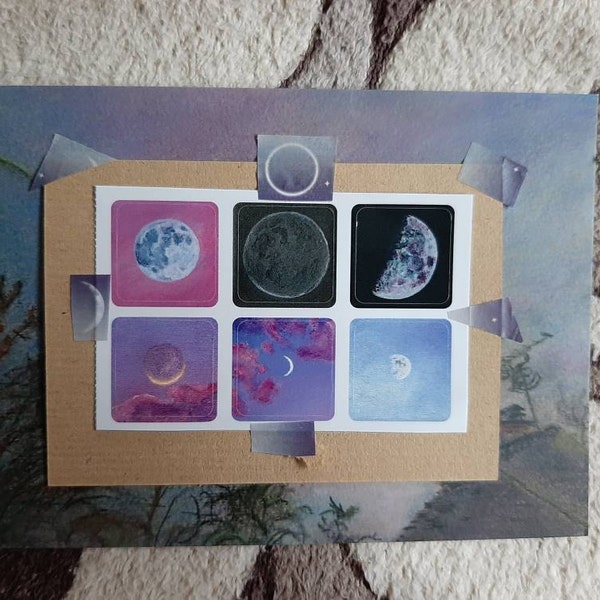 Moon Sticker Sheet Mini Sticker Sheet Moon Phases - Etsy