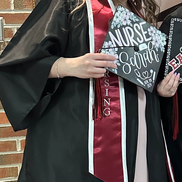 Custom "cherry Blossom Bsn" Graduation Cap Topper, Nursing Graduation ...