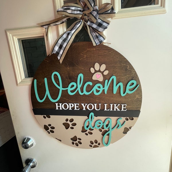 Paw Print Door Hanger Dog Door Hanger Paw Print Decor Dog Sign Paw ...