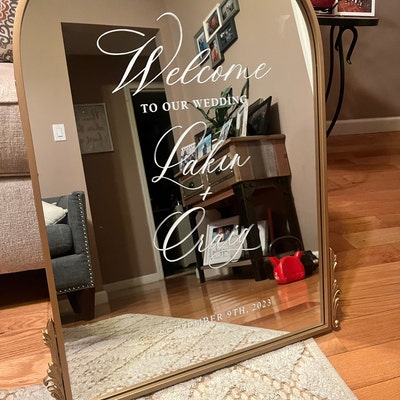 Welcome Wedding Mirror Sign Vinyl Lettering Elegant Wedding Reception ...