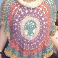 Crochet PATTERN: Yggdrasil Poncho / Tree of Life Poncho / Circular ...