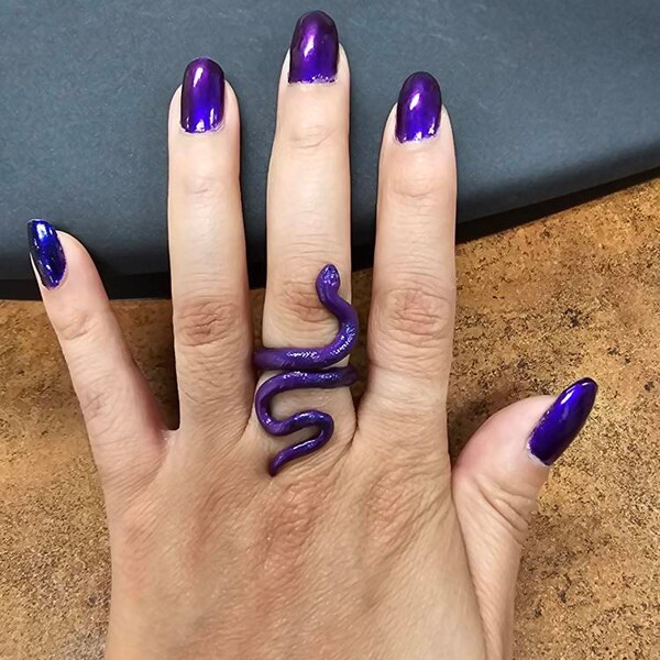 Cool Black OR Green OR Purple Snake Ring / Cool Adjustable Ring ...
