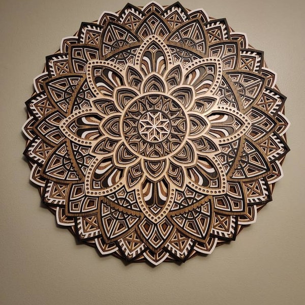 Wood Mandala, Wood Wall Art, Multilayer Decor, Home Decor, Large Wall ...