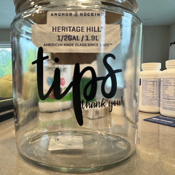 Tips Thank You! Vinyl Decal - Vinyl Lettering for Tip Jar - Removeable ...
