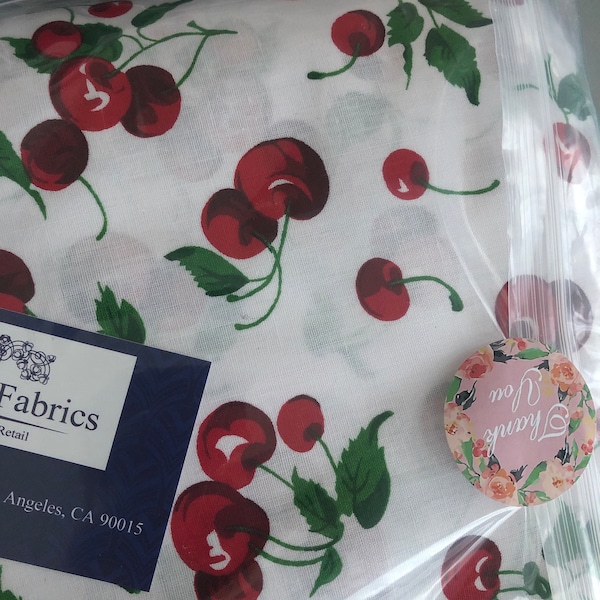 All Over Cherries Poly Cotton Print Fabric, 60" Wide, Non-stretch ...