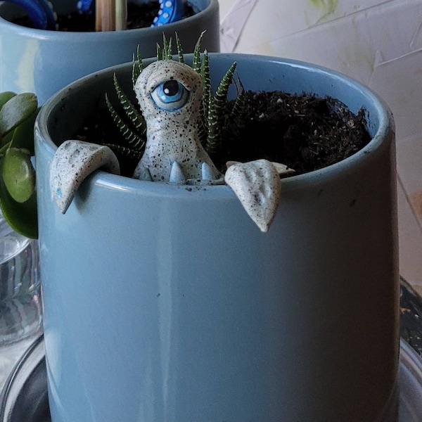 Monster Plant Buddy, Cyclops Ceramic Monster, Garden Art, Plant Art ...