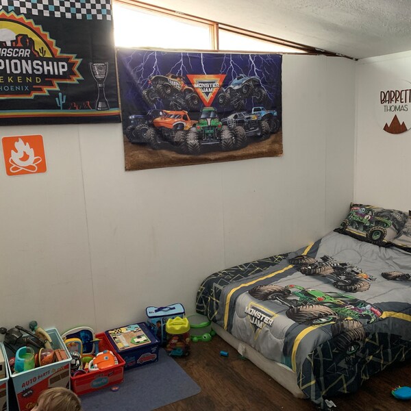 Monster Jam Wall Mural – 3 X 5 Foot Fabric Wall Decoration. Polyester ...