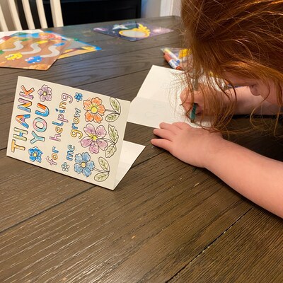 PRINTABLE Colour in 'thank You for Helping Me Grow' Card, Teacher and ...