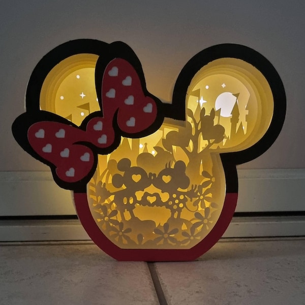 Set 2 Head Mickey Shadow Box, Lightbox SVG for Cricut Projects Diy ...