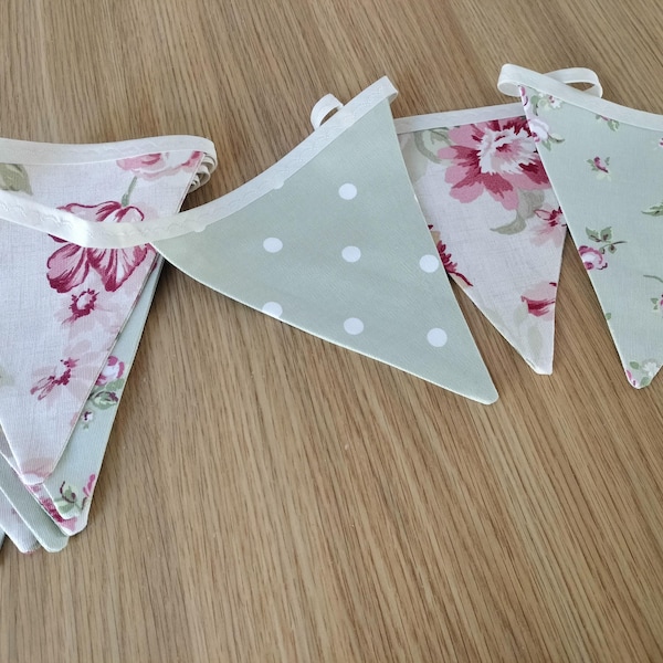 New!!…shabby Chic Green Bunting - Etsy