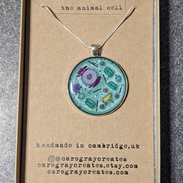 Animal Cell Pendant Necklace - Silver - Art Necklace, Biology Jewellery ...
